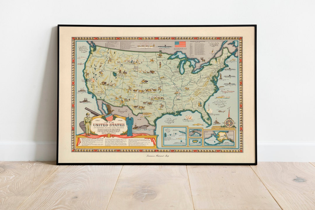 United States Map Print| Art History| United States Map Wall Art ...