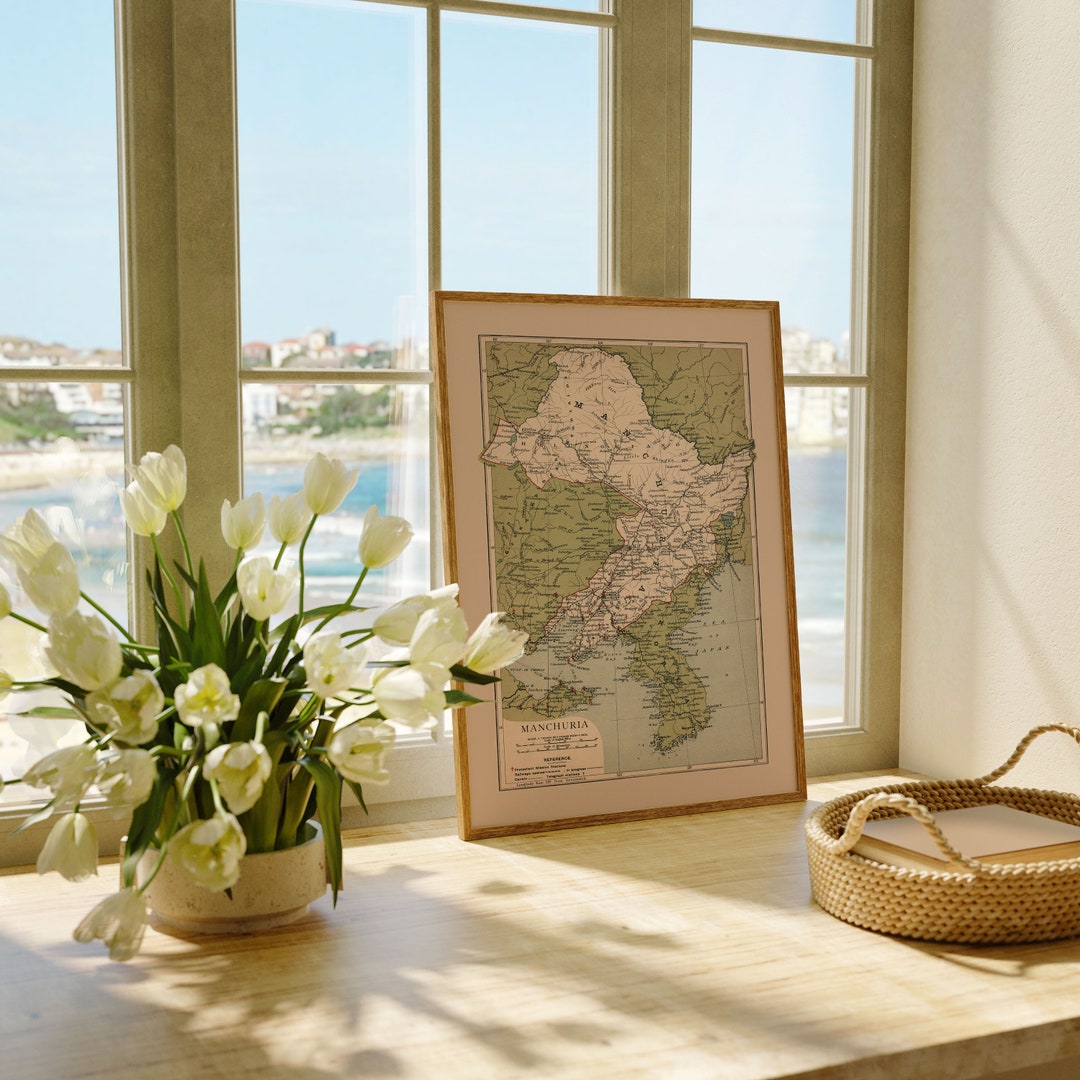 Vintage Manchuria Map Print: Canvas Wall Art - Etsy
