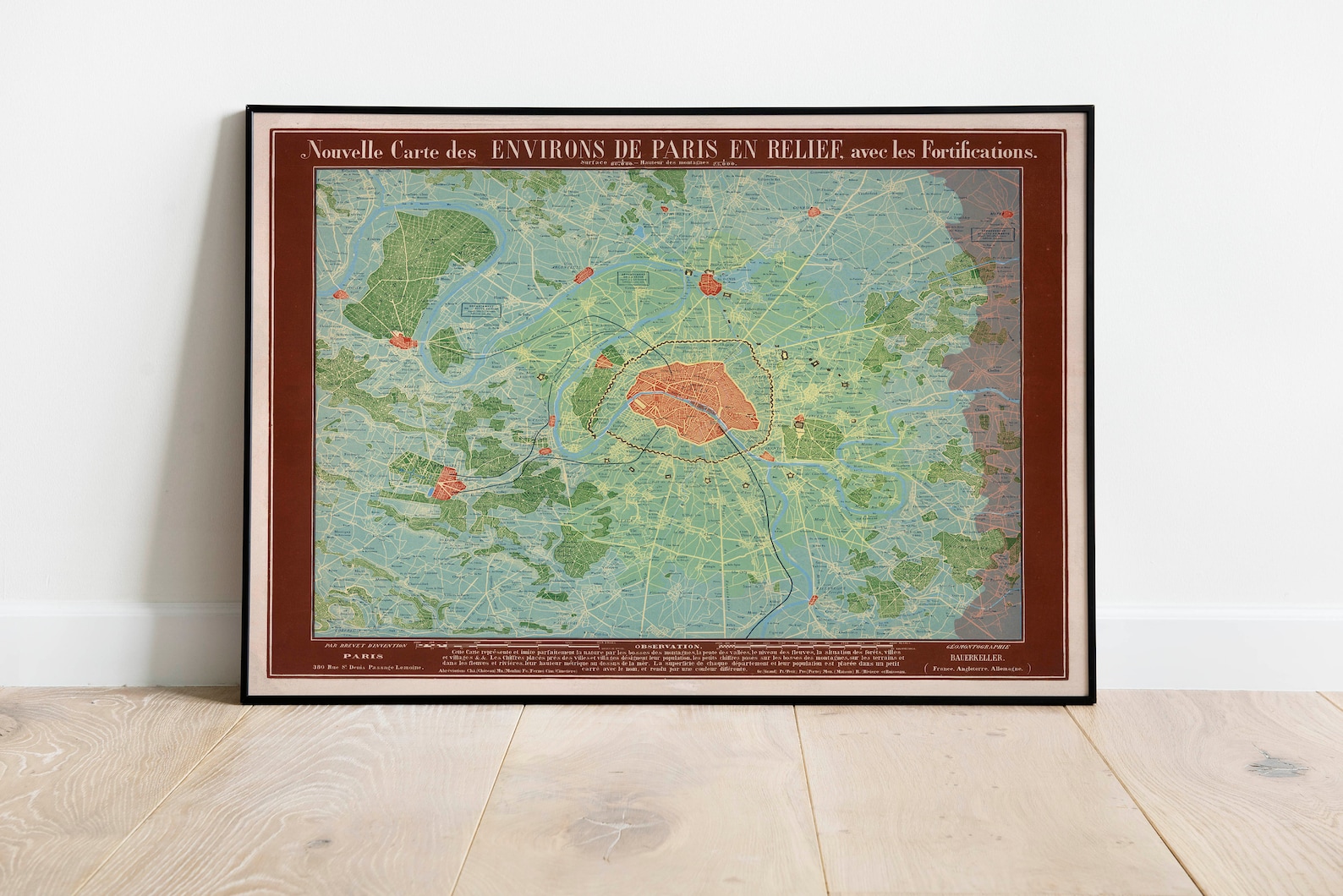 Paris Map Print Art History 1843 Paris Map Wall Art Framed - Etsy