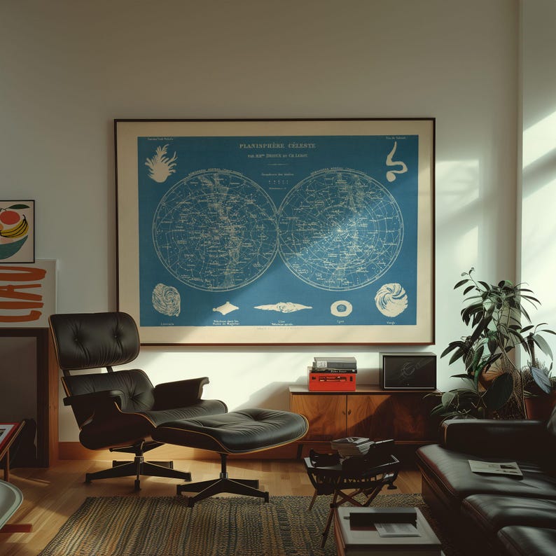 Vintage Planisphere Poster: Celestial Map Art Print - Etsy
