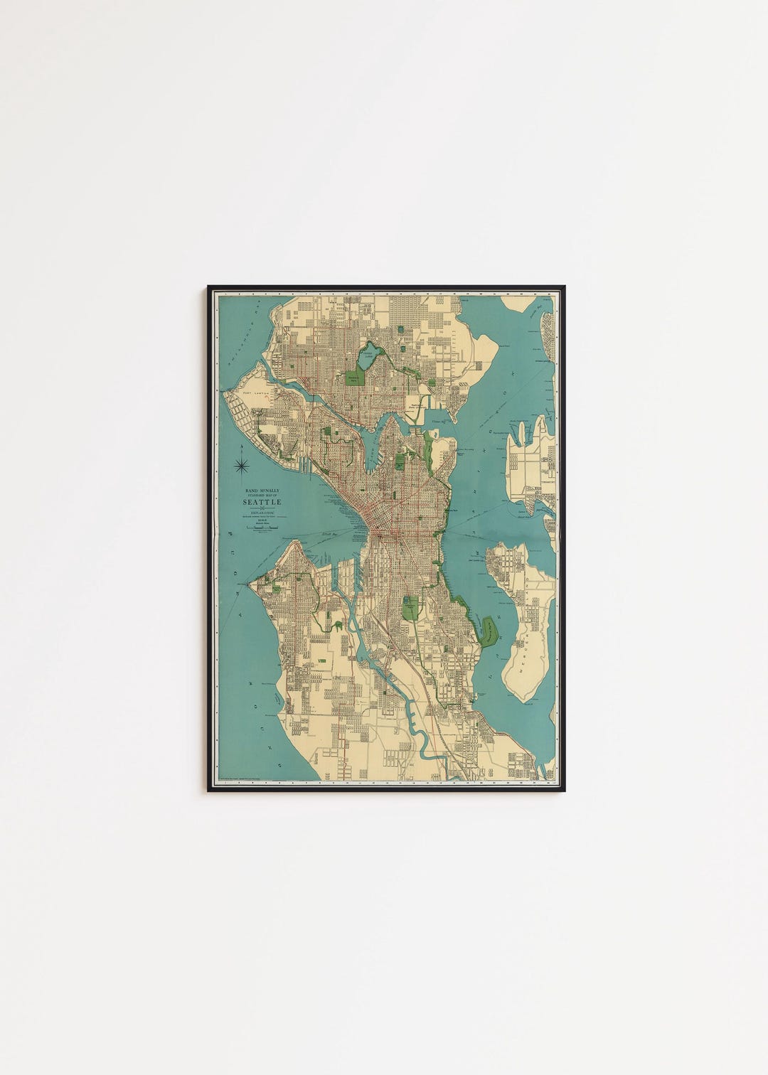 Vintage Seattle Map Print: Antique Street Map Wall Art - Etsy