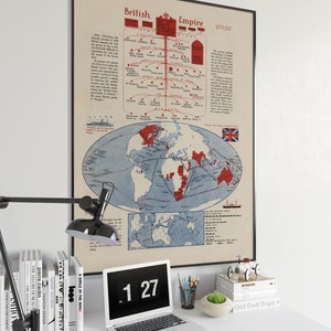 British Empire Map Print| Art History| 1944 British Empire Map Wall Art ...