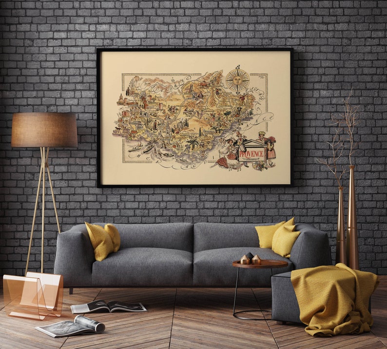Map of Region of Provence France France Wall Art Vintage | Etsy