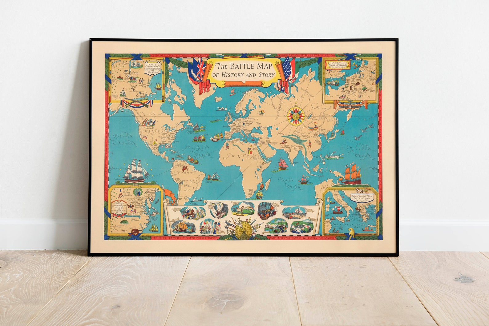 The Battle Map of the World History Poster Print Framed Art | Etsy