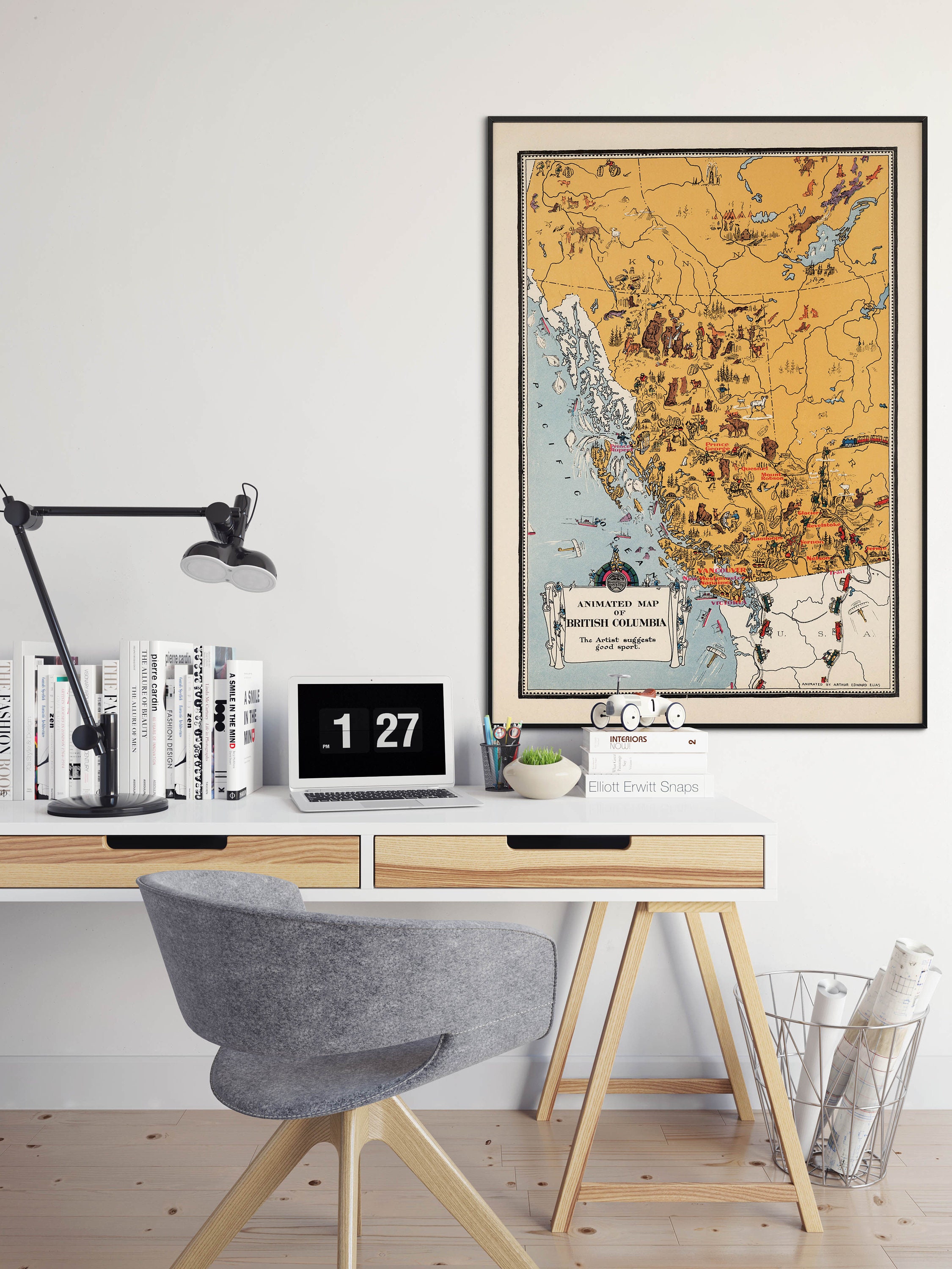 Vintage Map of British Columbia Poster Print Canvas Wall | Etsy