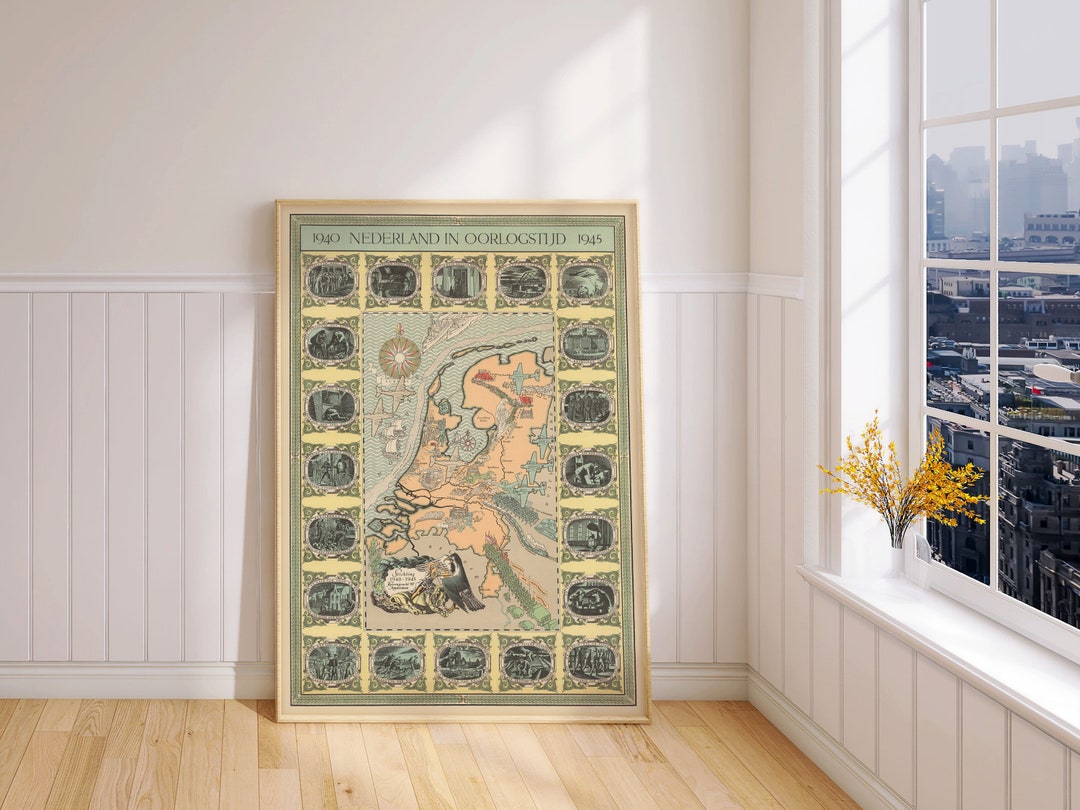 Pictorial Map of Netherlands in World War 2| WW2 Map Poster Print ...