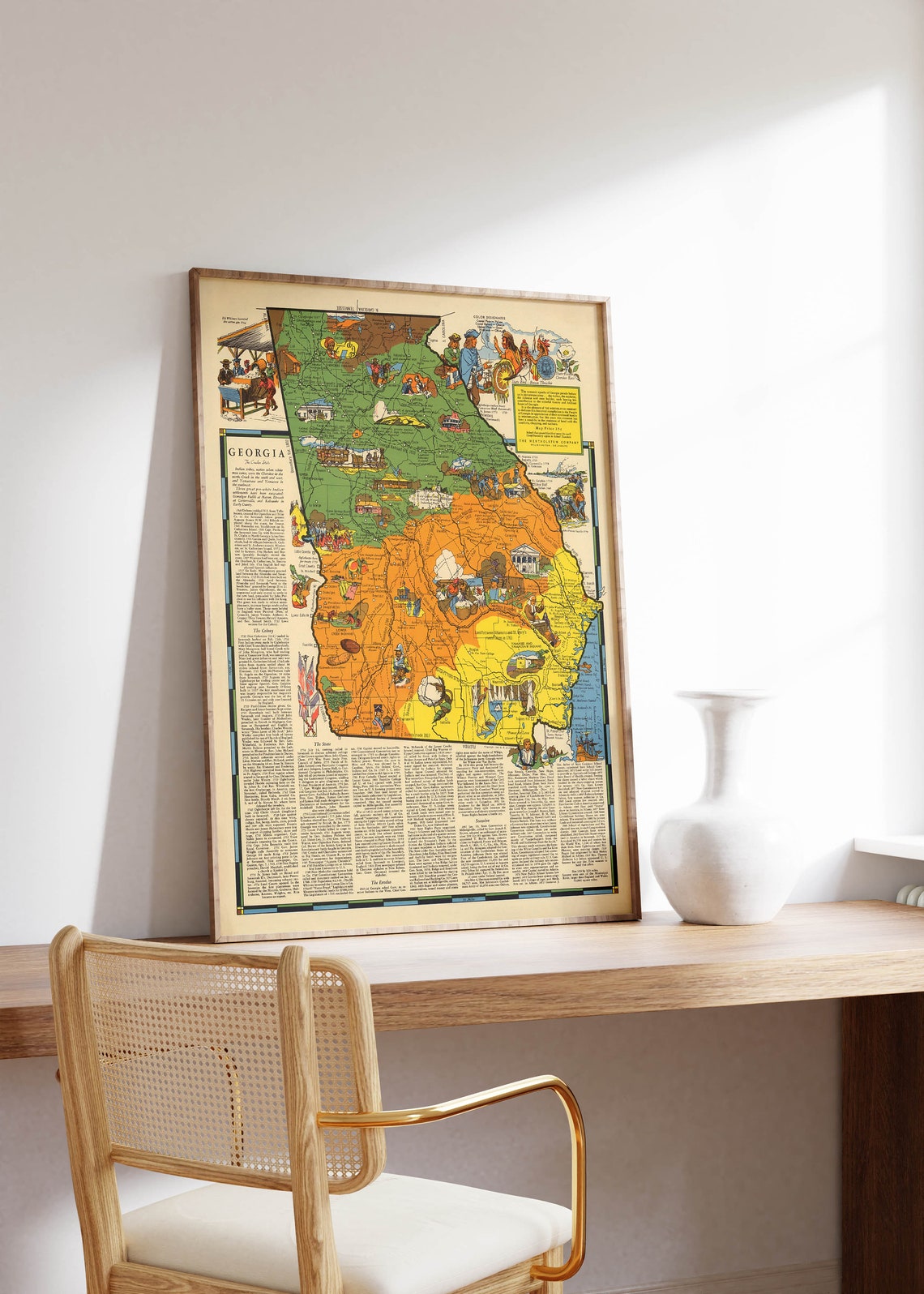 Colorful Pictorial Map of Georgia 1937 Old Map Wall Art - Etsy