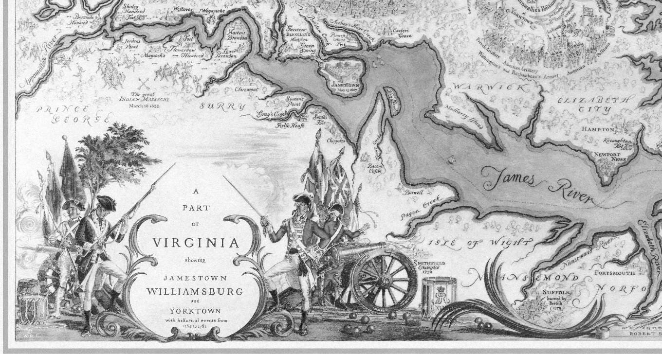Old Map of Virginia Antique Map of Jamestown Williamsburg | Etsy