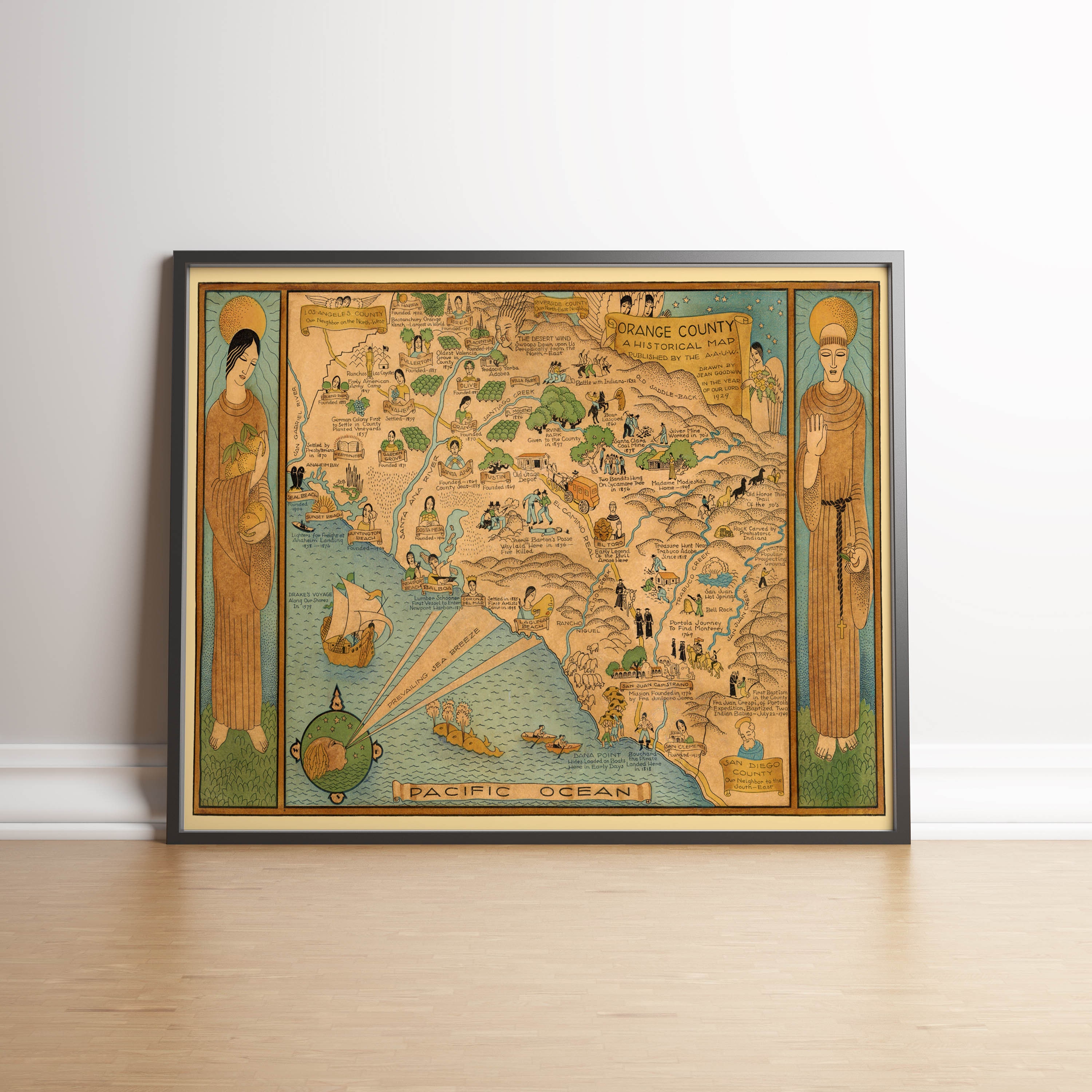 Orange County Historical Map Print Orange County Wall Print | Etsy