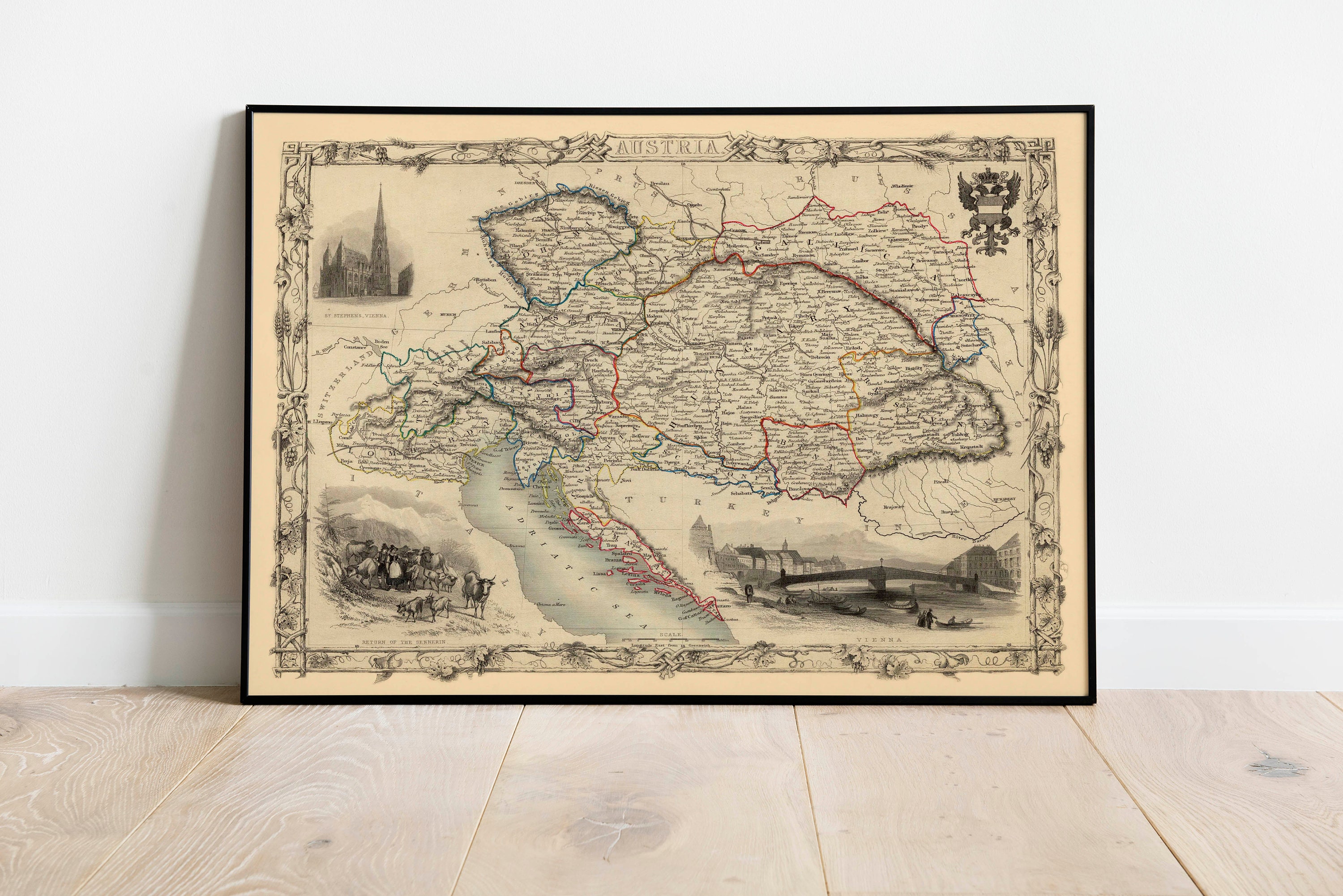 19th Century Austria Map Poster for Wall Decor Old Map | Etsy