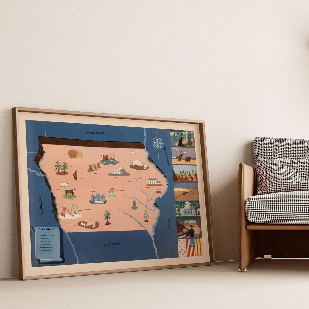 1938 Iowa Map Print: Vintage Wall Art Poster - Etsy