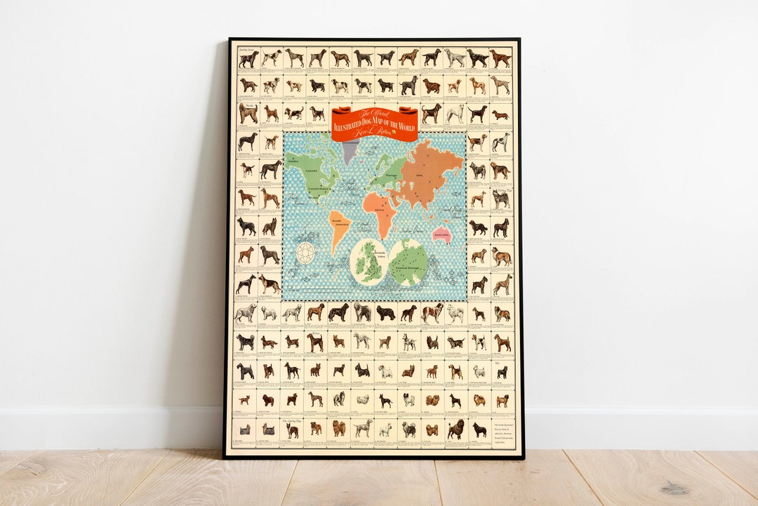 Dog Map of the World Dog Chart Poster Dog Lover Gift Dog - Etsy