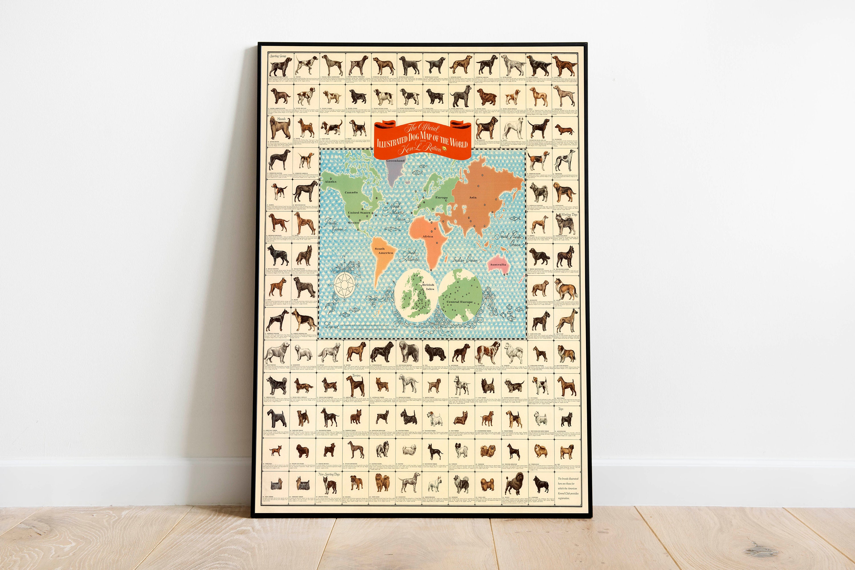 Dog Map of the World Dog Chart Poster Dog Lover Gift Dog | Etsy