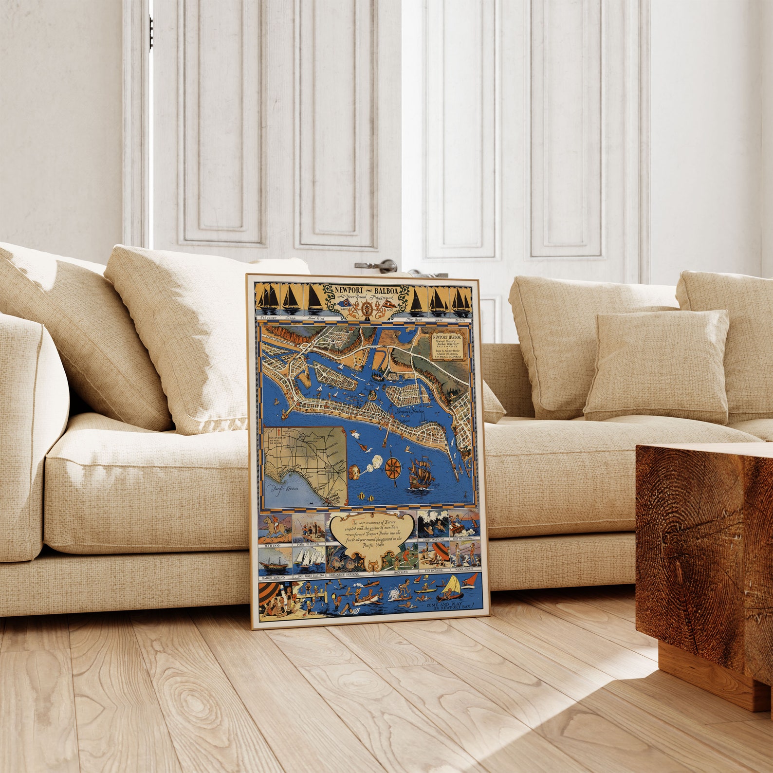 Vintage Newport Beach Map Poster: Balboa Island Art Print - Etsy