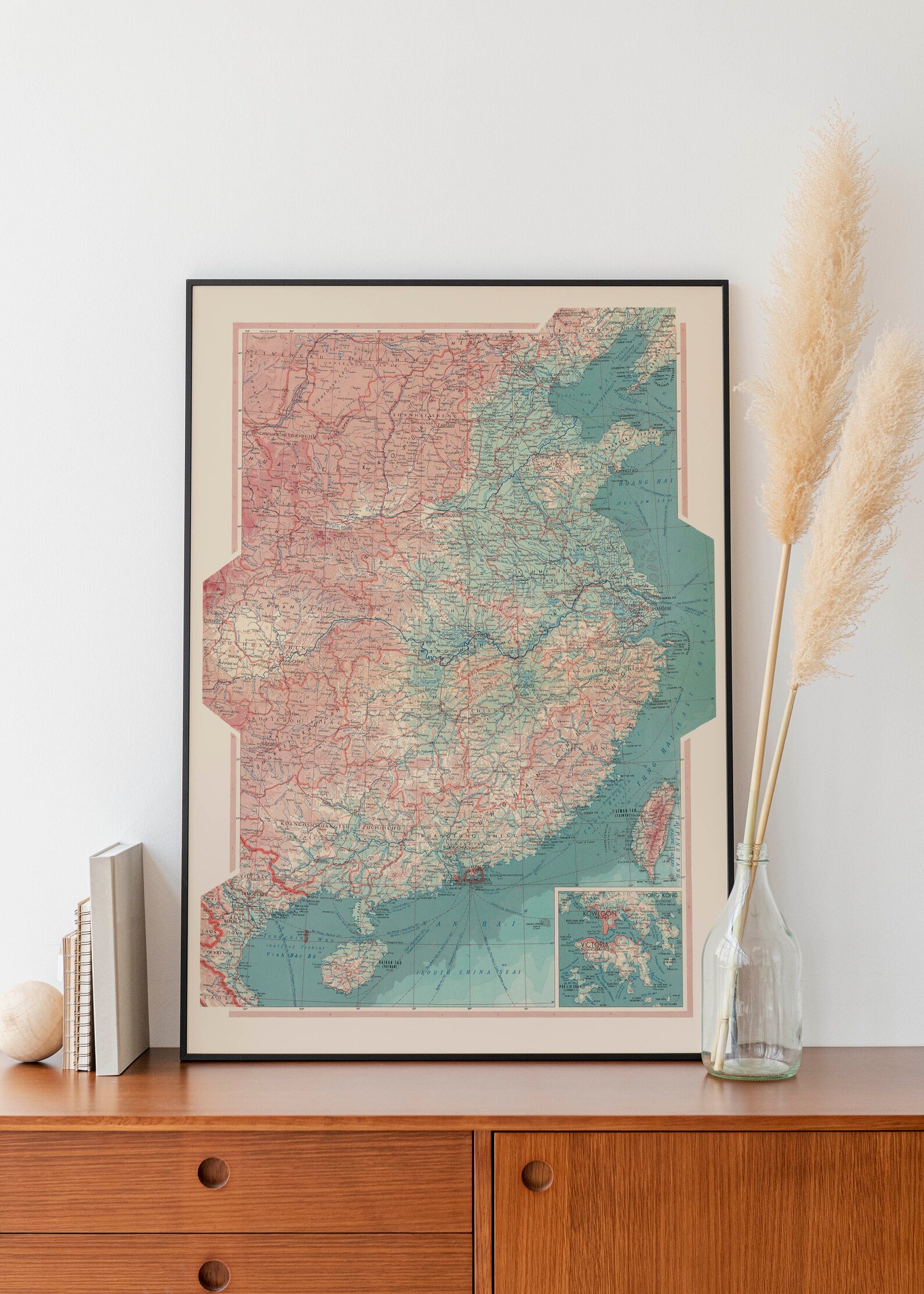 Geographical Map of Eastern China Map Wall Decor Vintage Map - Etsy