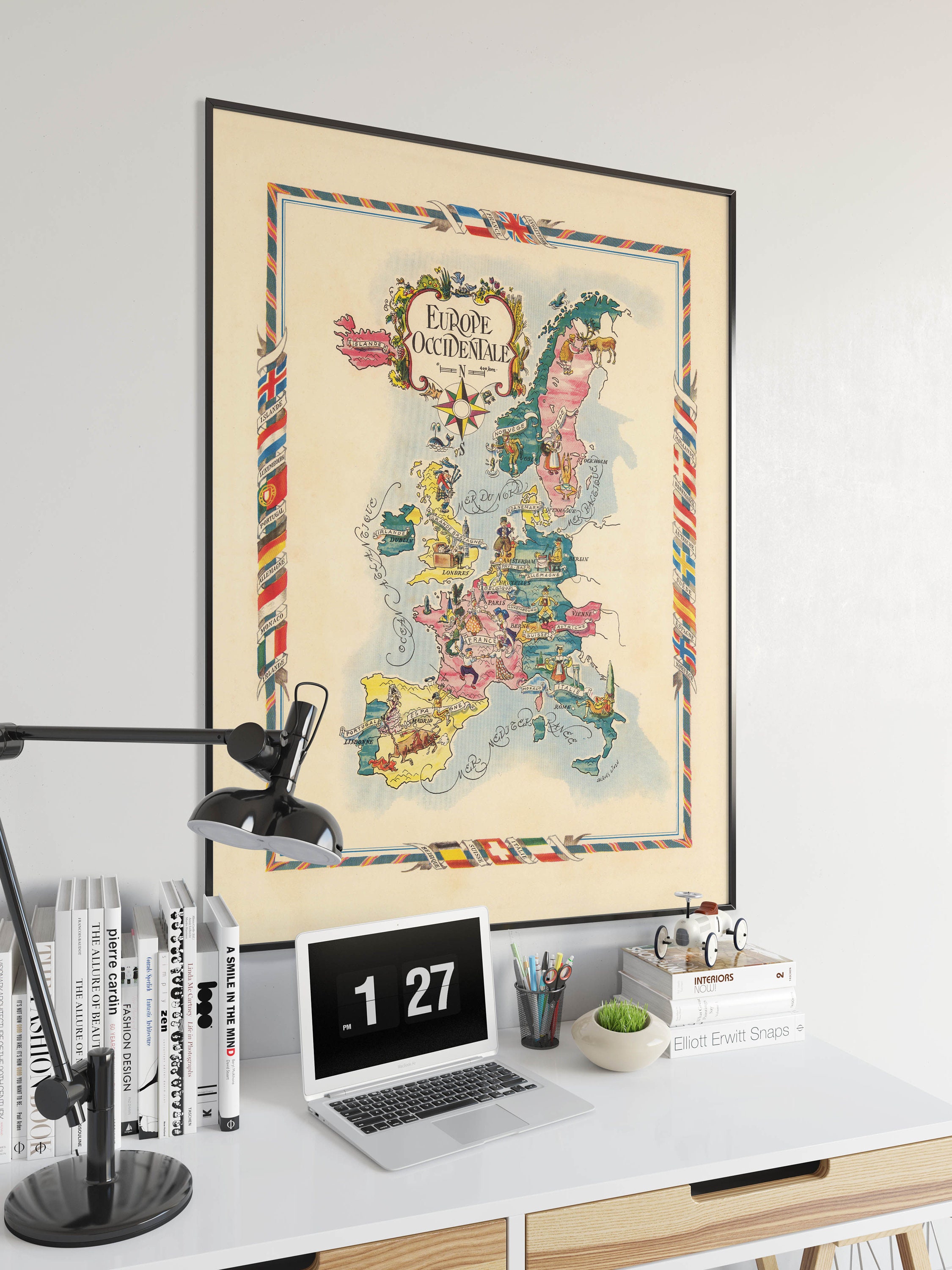 1951 Western Europe Map Print: Vintage Wall Art - Etsy