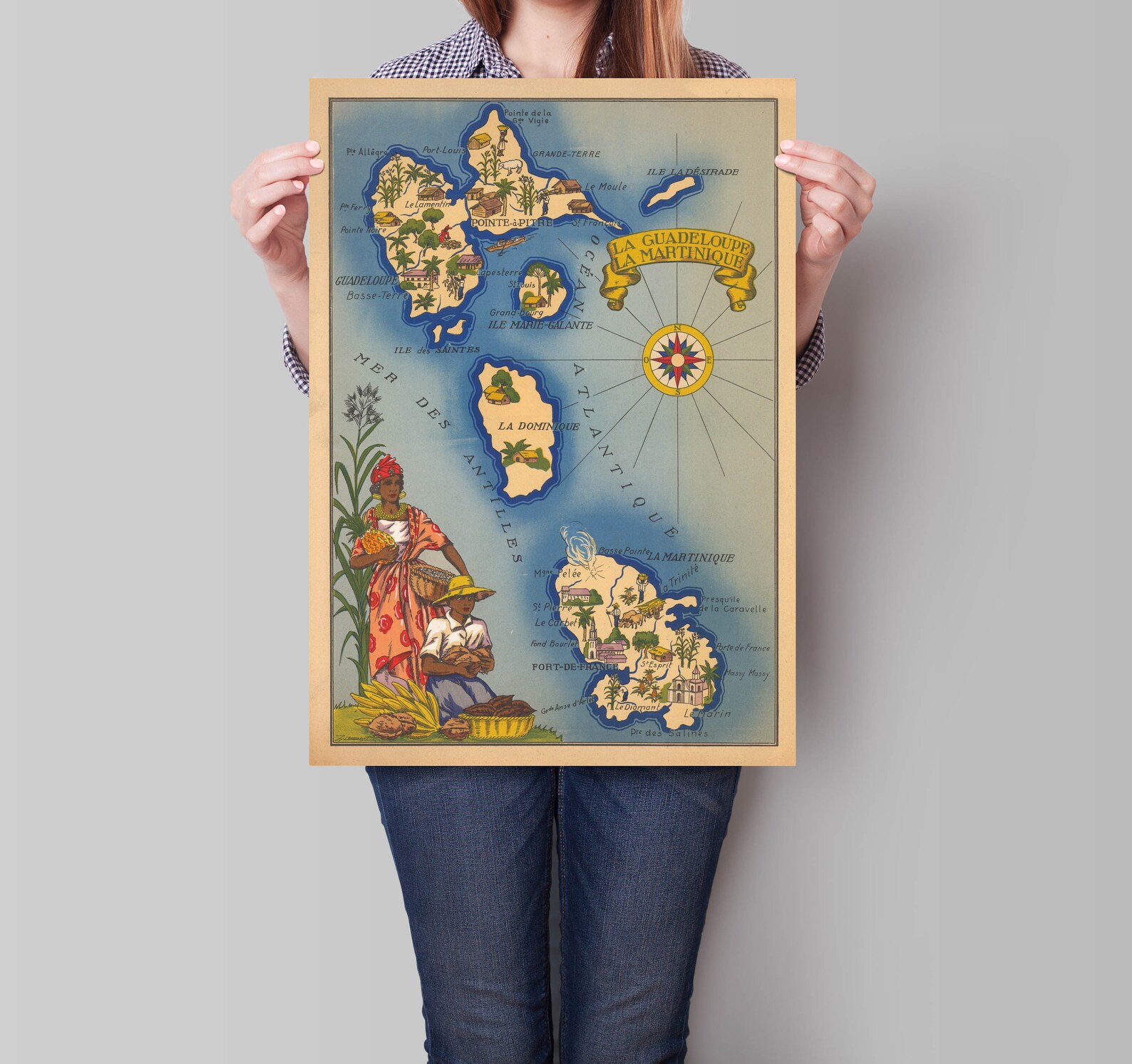 Map of Islands of Guadeloupe and Martinique Poster Print - Etsy