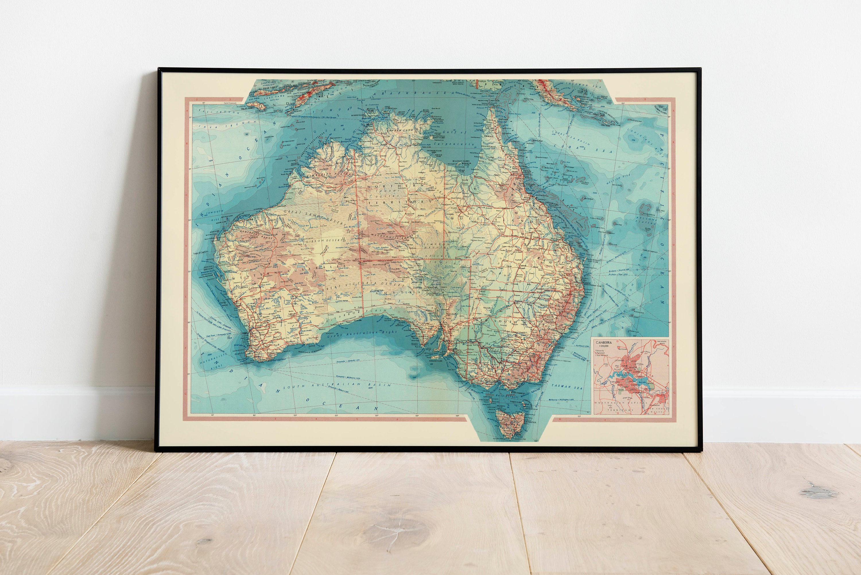 Map of Australia Map Wall Decor Vintage Map Wall Art Poster | Etsy
