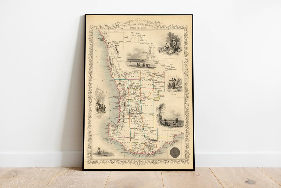 Map of Western Australia Old Map Poster Wall Art Canvas Wall - Etsy