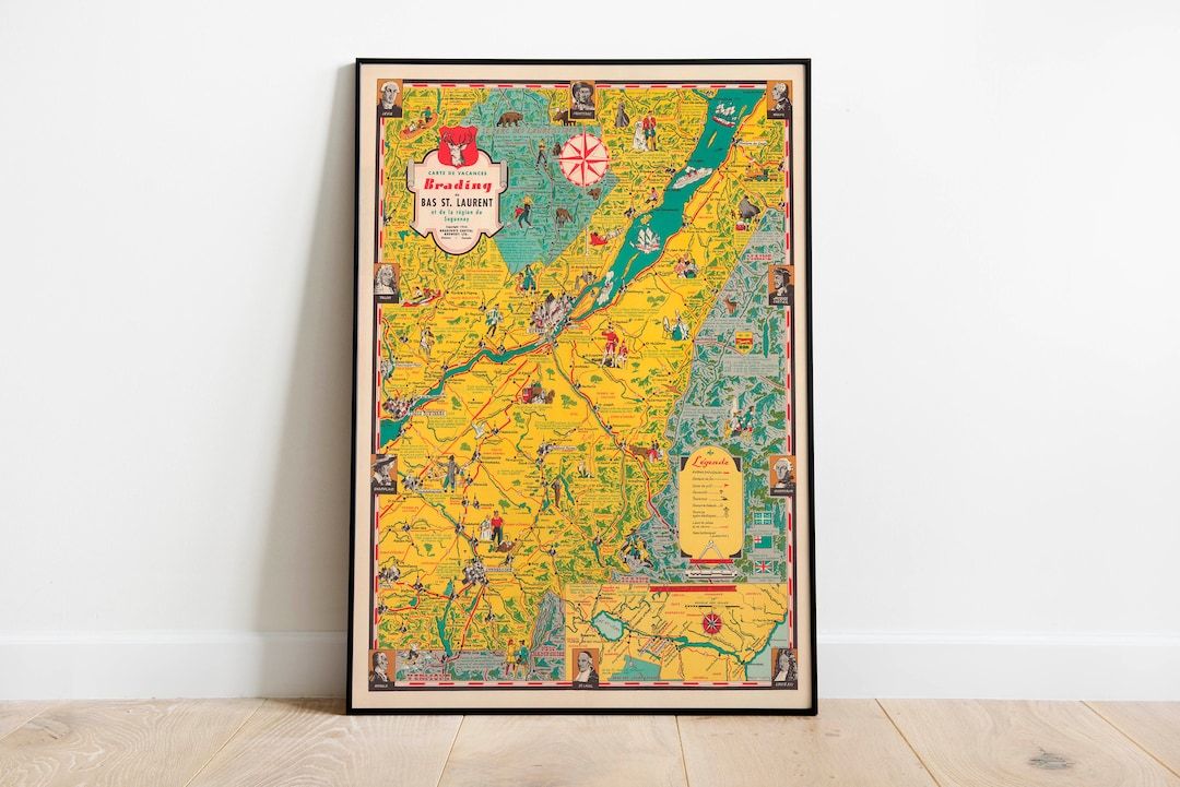 Map of Bas Saint Laurent and Saguenay Quebec Map Old Map - Etsy