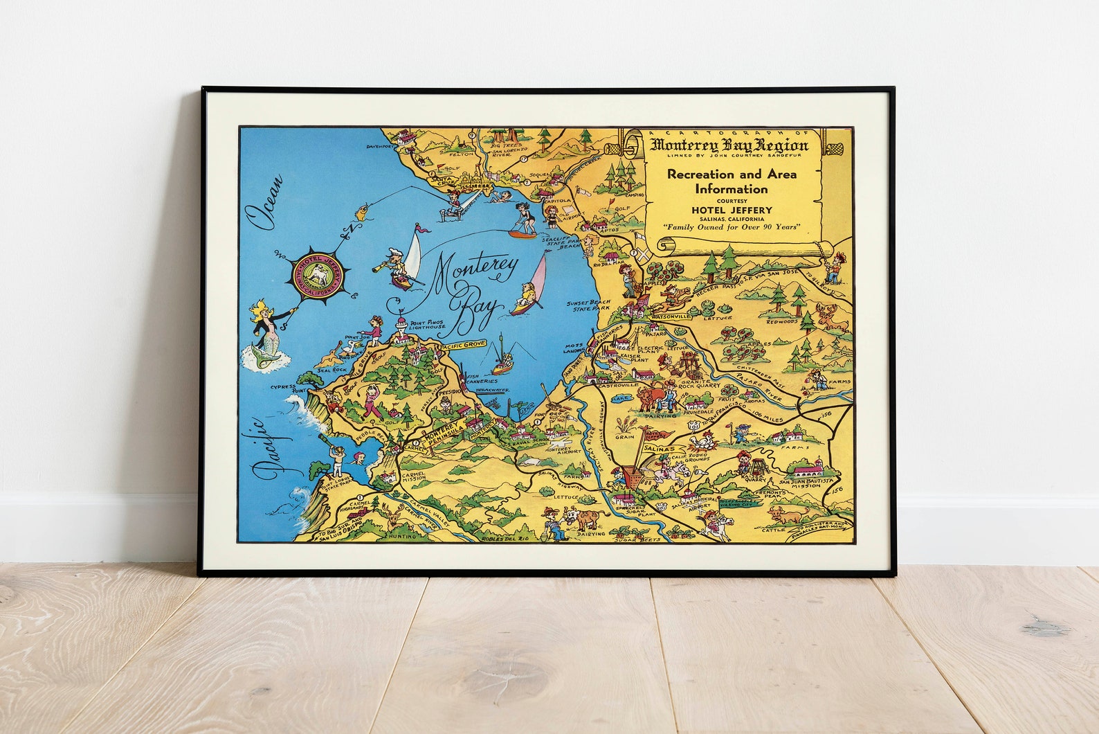 Map of Monterey Bay Region and Salinas Valley California - Etsy