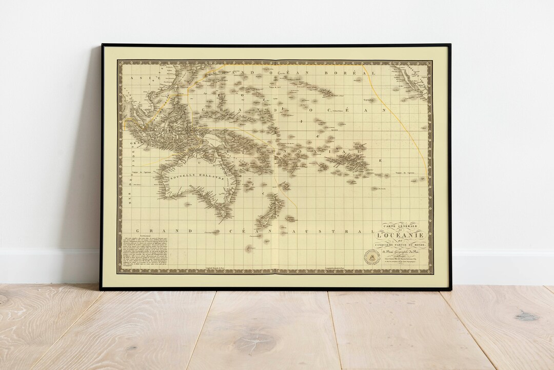Vintage Oceania Map Print: 1827 Historical Wall Art - Etsy