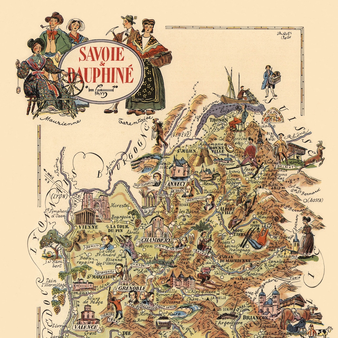Savoie and Dauphine Map Print Vintage France Map Poster | Etsy