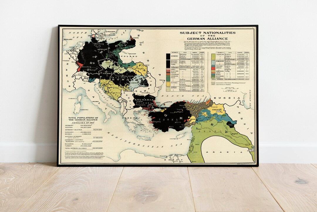 German Alliance Map| Old Maps| Wwi Old Map| Old Europe Map| Antique War ...