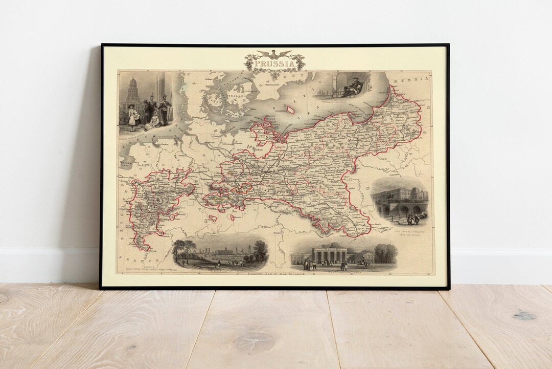 Historical Map of Prussia 1851| Old Map Wall Decor| Vintage Map Wall ...