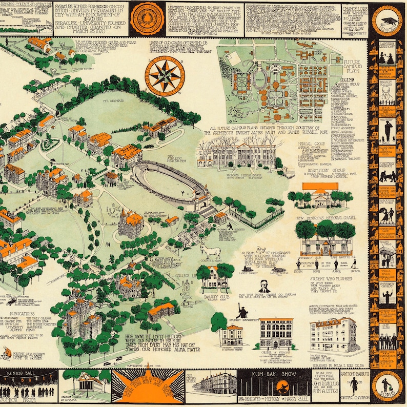 Map of Syracuse University Campus in 1928 Graduation Gifts | Etsy