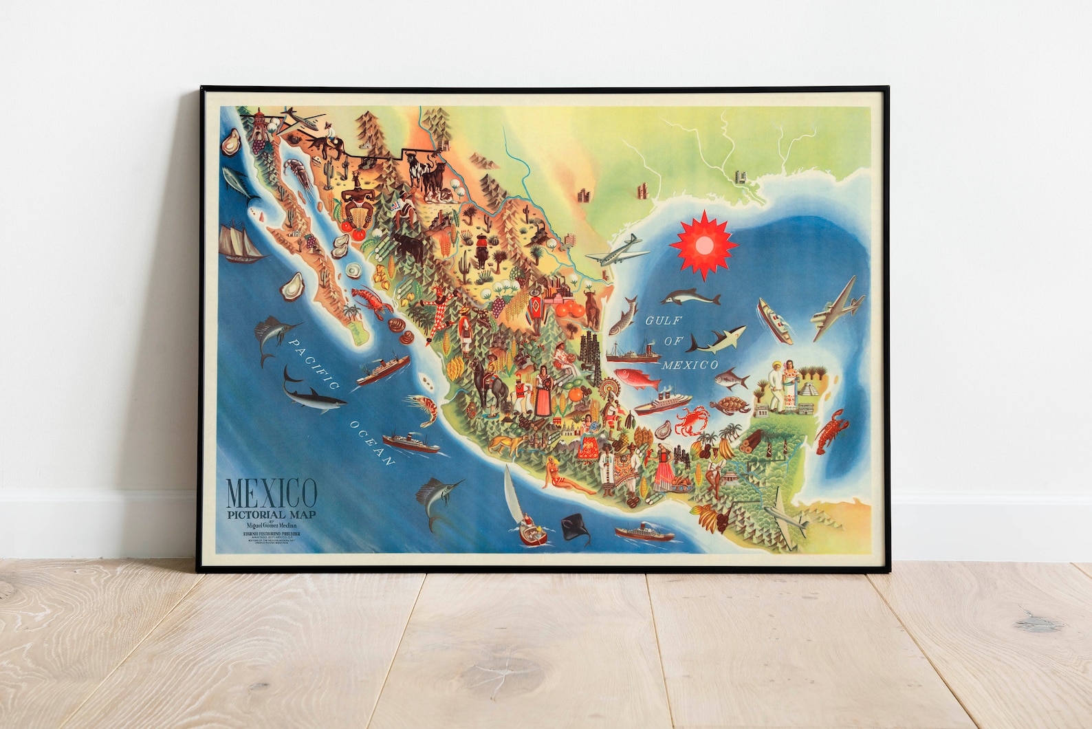 Mexico Pictorial Map Wall Poster Old Map Mexico Wall Poster - Etsy