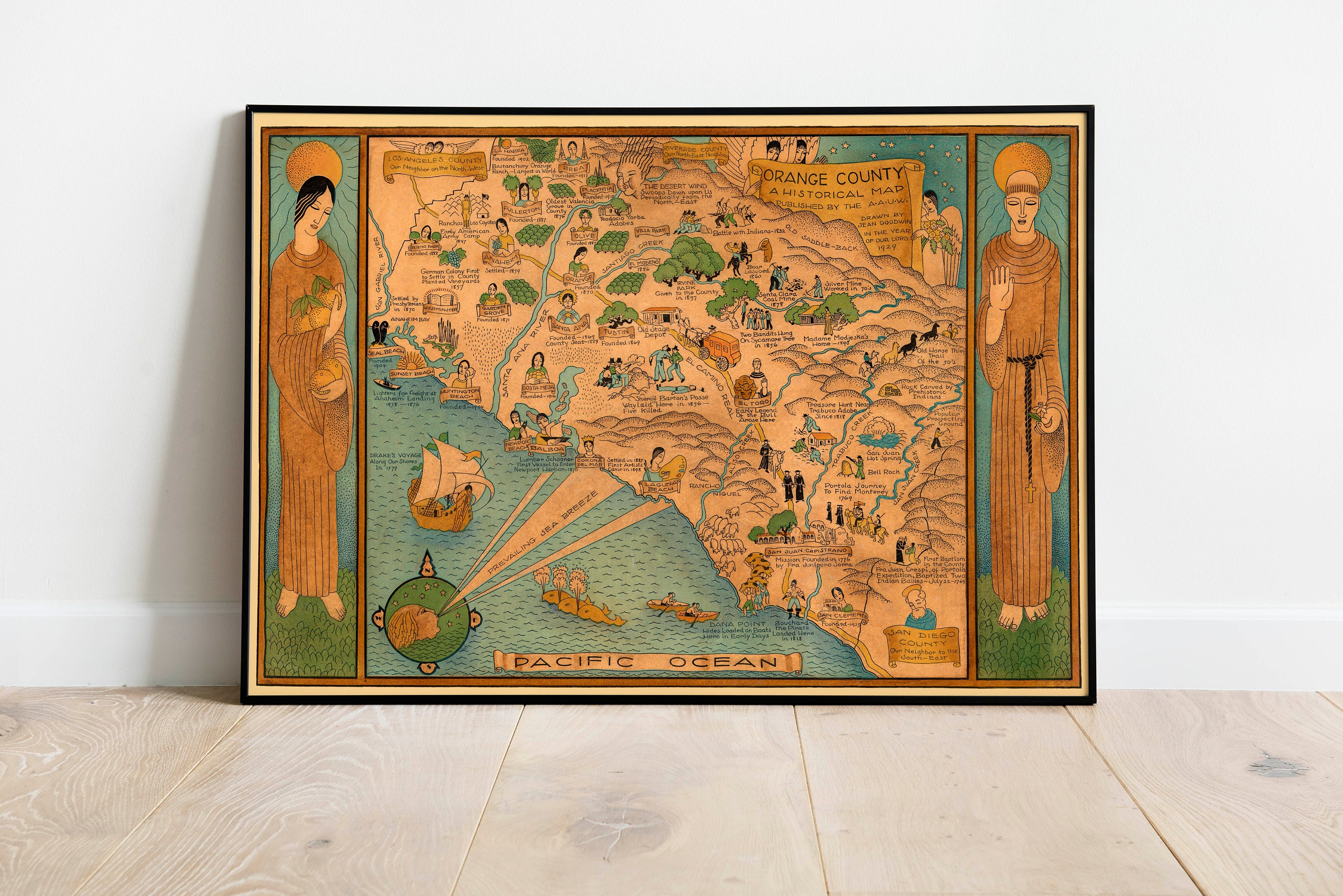 Orange County Historical Map Print Orange County Wall Print | Etsy