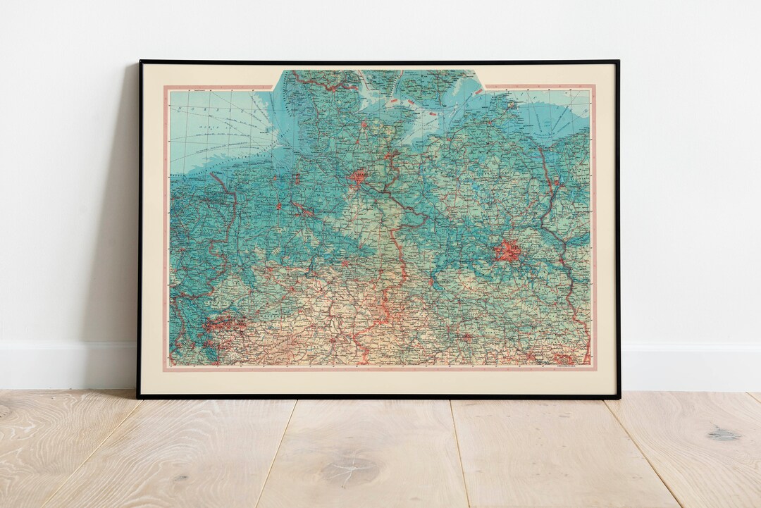 Vintage Germany Map Print: Geographical Wall Art - Etsy