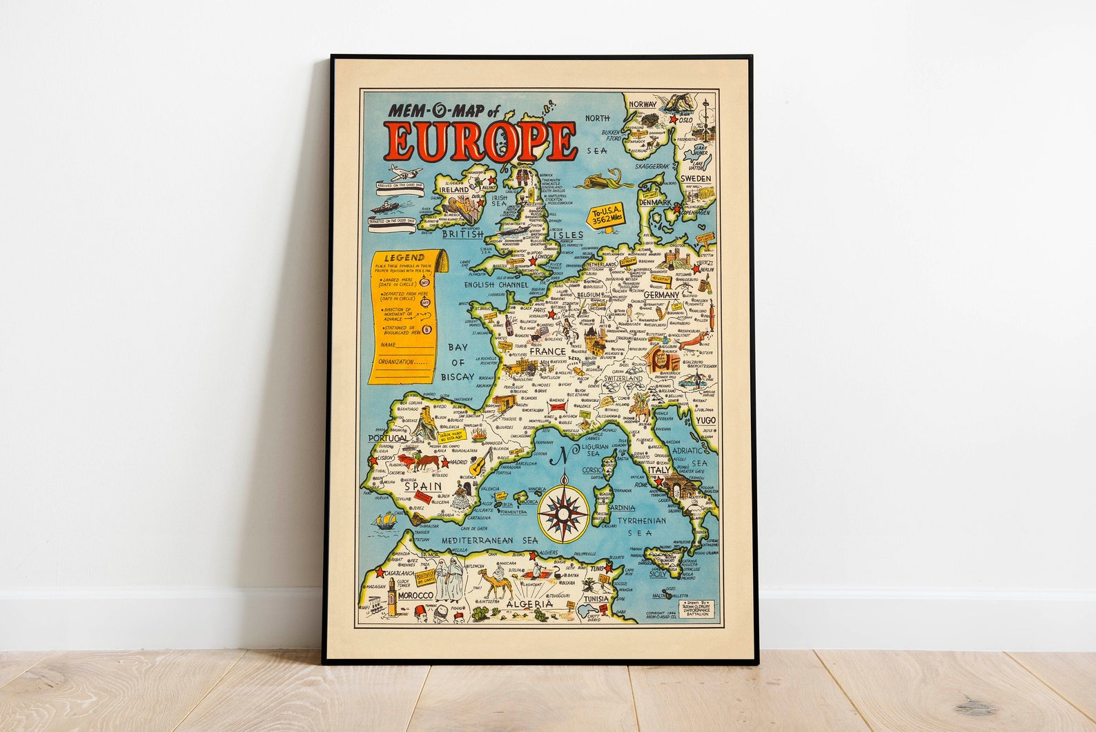 Vintage Map of Europe Poster Print Europe Map Canvas Europe - Etsy