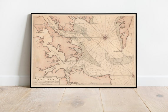 Historical Map of Virginia Maps of USA Poster Print Framed - Etsy