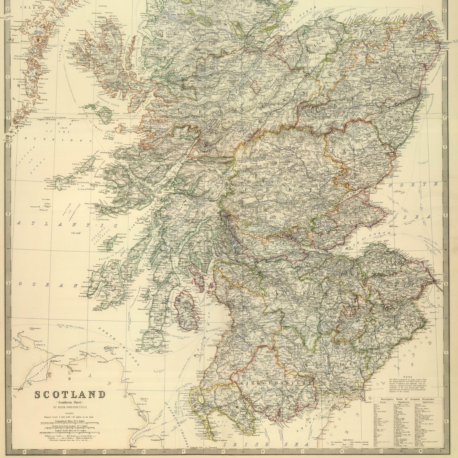 Historical Map of Scotland 1876 Old Map Scotland Wall Print | Etsy