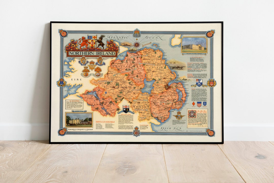 Vintage Northern Ireland Map Art Print: Canvas or Paper - Etsy