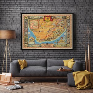 South Africa Map Print| Vintage Maps Wall Art| South Africa Wall Print ...