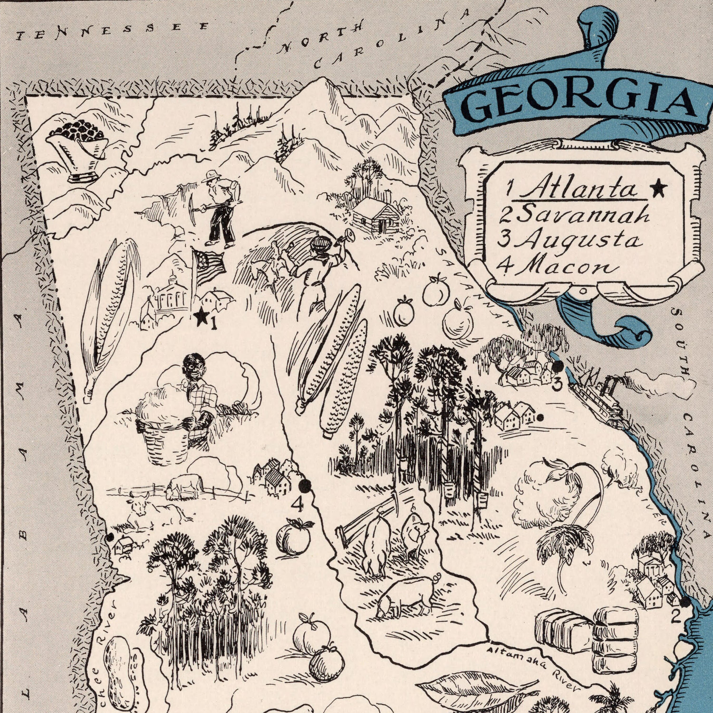 Map of State of Georgia Decorative Wall Art Prints on | Etsy