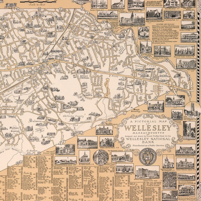 Map Of Wellesley Massachusetts Prints Wall Art Stretched Etsy