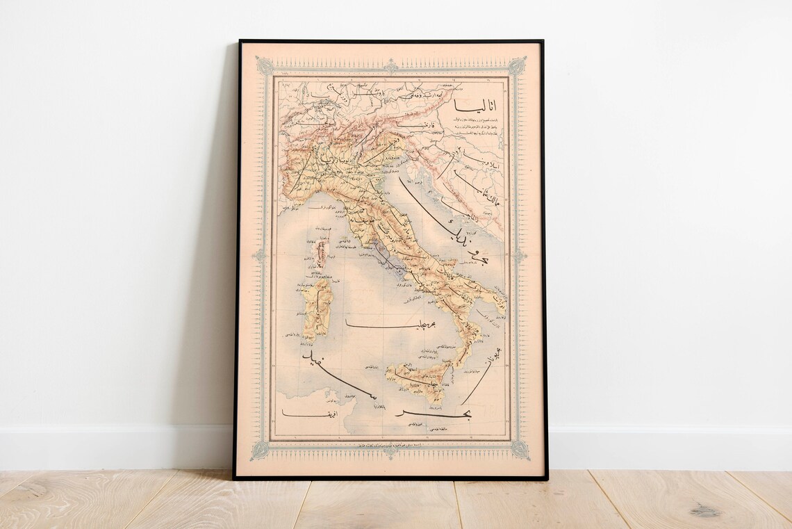 Ottoman Map of Italy 1868 Old Map Wall Decor Vintage Map | Etsy