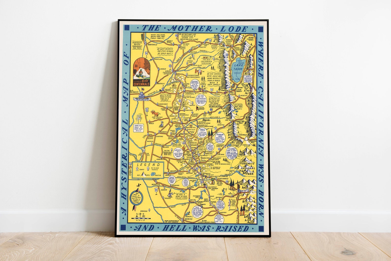 1948 Map of the Mother Lode Animated Map Poster California - Etsy