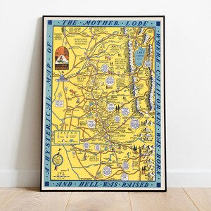 1948 Map of the Mother Lode Animated Map Poster| California Wall Print ...