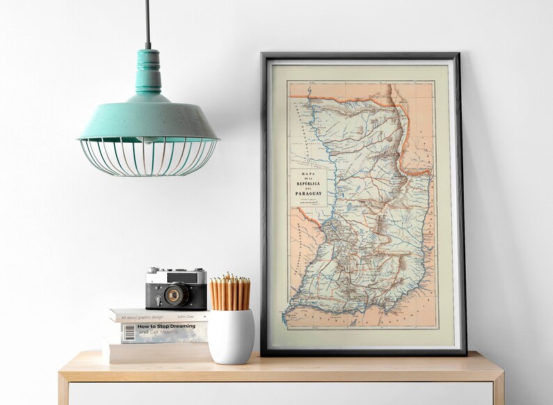 Paraguay Map Poster 1888 Paraguay Vintage Maps Wall Decor | Etsy