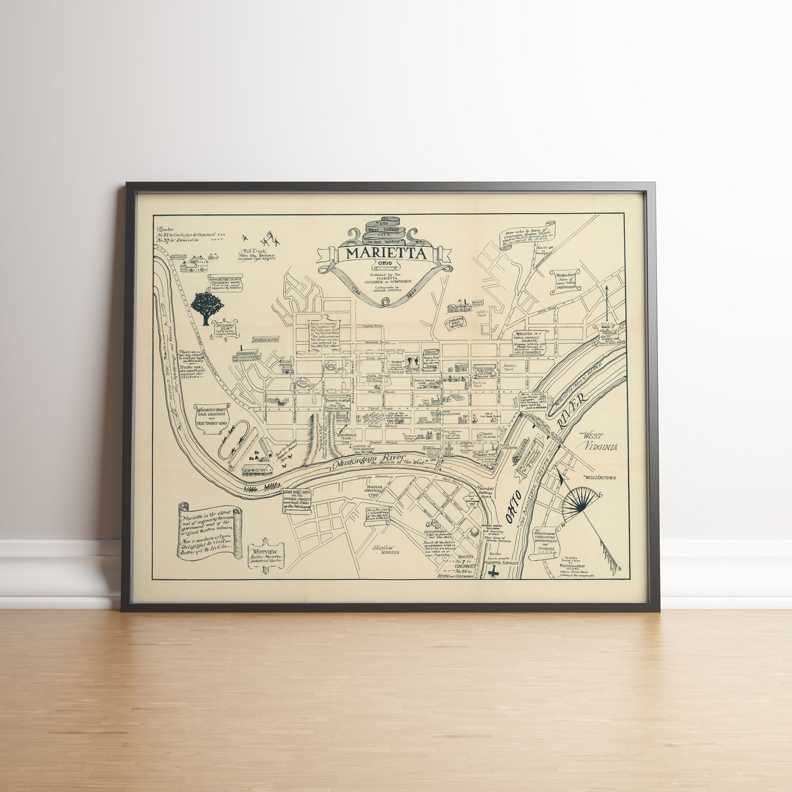 Old Map of City of Marietta Ohio Antique Map Marietta | Etsy