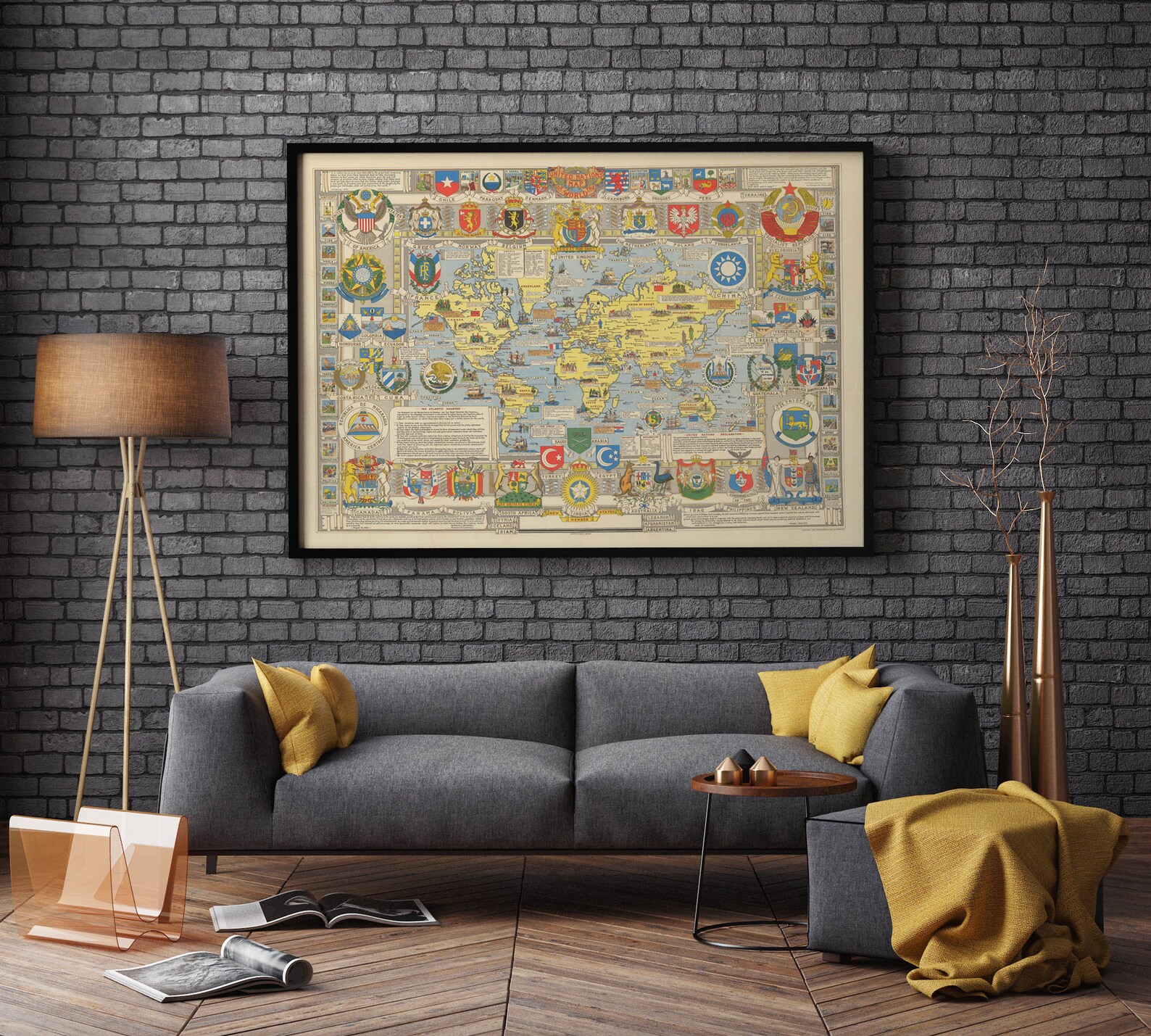 World Map Print Art History 1948 United Nations Map Wall - Etsy