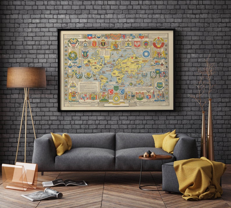 World Map Print Art History 1948 United Nations Map Wall - Etsy