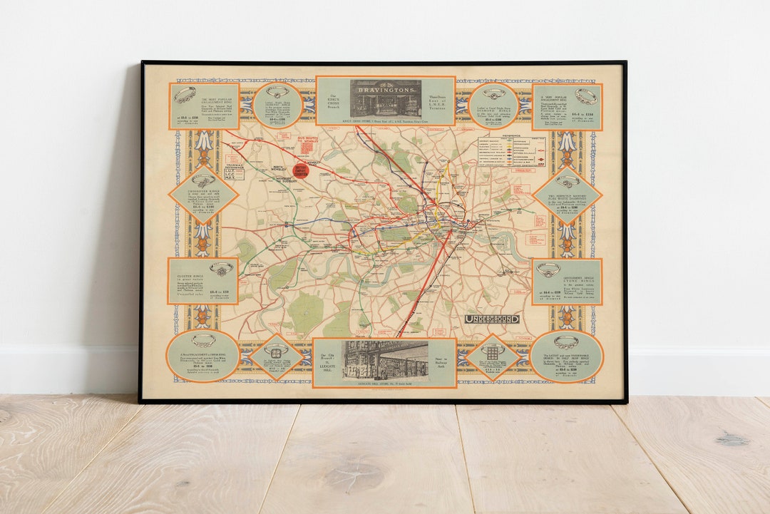 London Underground Map Print| Art History| London Map Wall Art| Framed ...