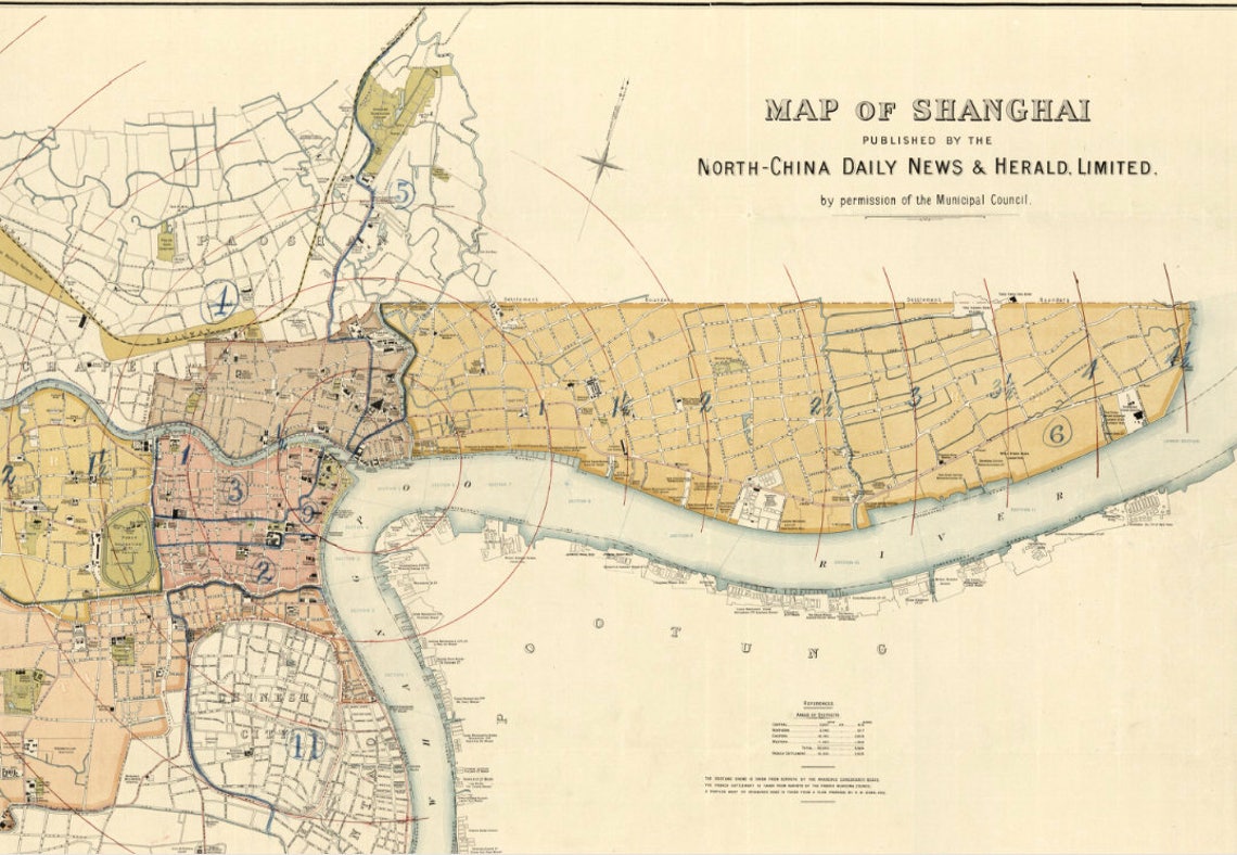 Shanghai Map Shanghai Old Map Shanghai City Map China Map - Etsy