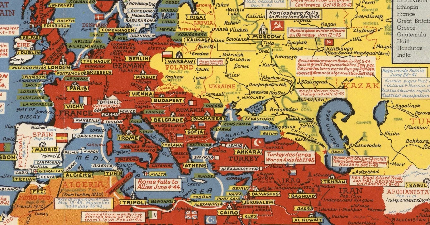 World War Ii Dated Events Pictorial Map Wwii Map World Map - Etsy Australia